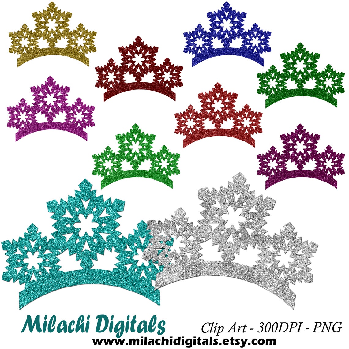 Glitter Snowflake Crown Clipart Frozen Birthday Party Snowflakes Winter ...