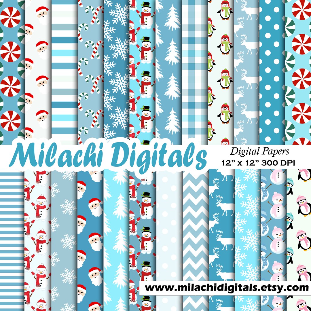 Christmas Digital Paper Pack, Holiday Scrapbook Papers, Seamless ...