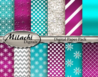 Queen Elsa Frozen Themed Digital Paper Commercial Use Instant Download ...
