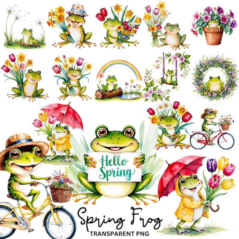 Frog Clipart - Etsy