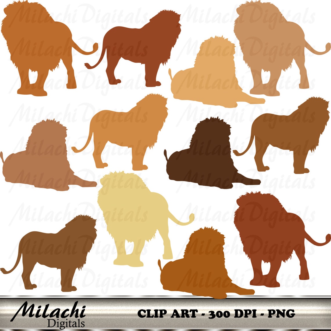 Lion Clipart Digital Clip Art Commercial Use Instant | Etsy