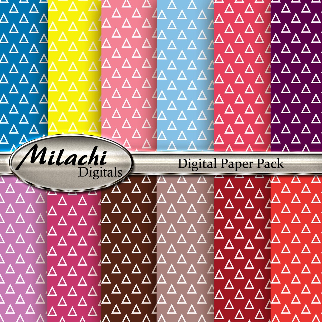 White Triangles Digital Paper Pack - Commercial Use - Instant Download ...