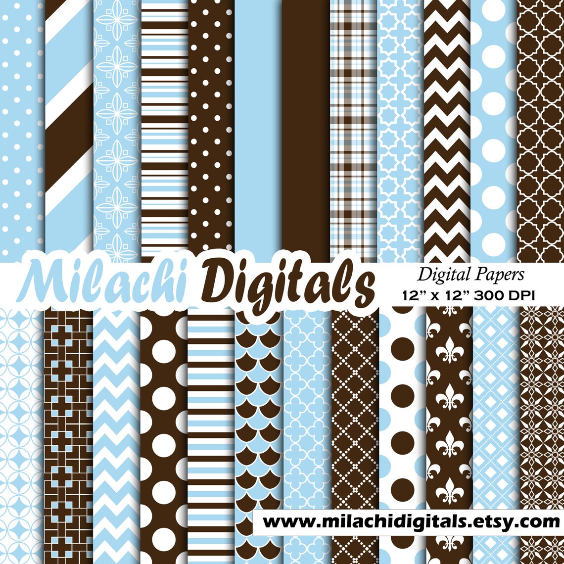 Brown and Blue Digital Paper Scrapbook Papers Background - Etsy