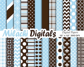 Blue and Red Digital Paper Stripes Chevron Polka Dots - Etsy