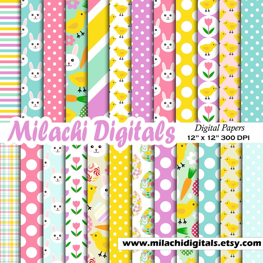 Easter Digital Paper Easter Bunny Scrapbook Papers Chick Wallpaper ...