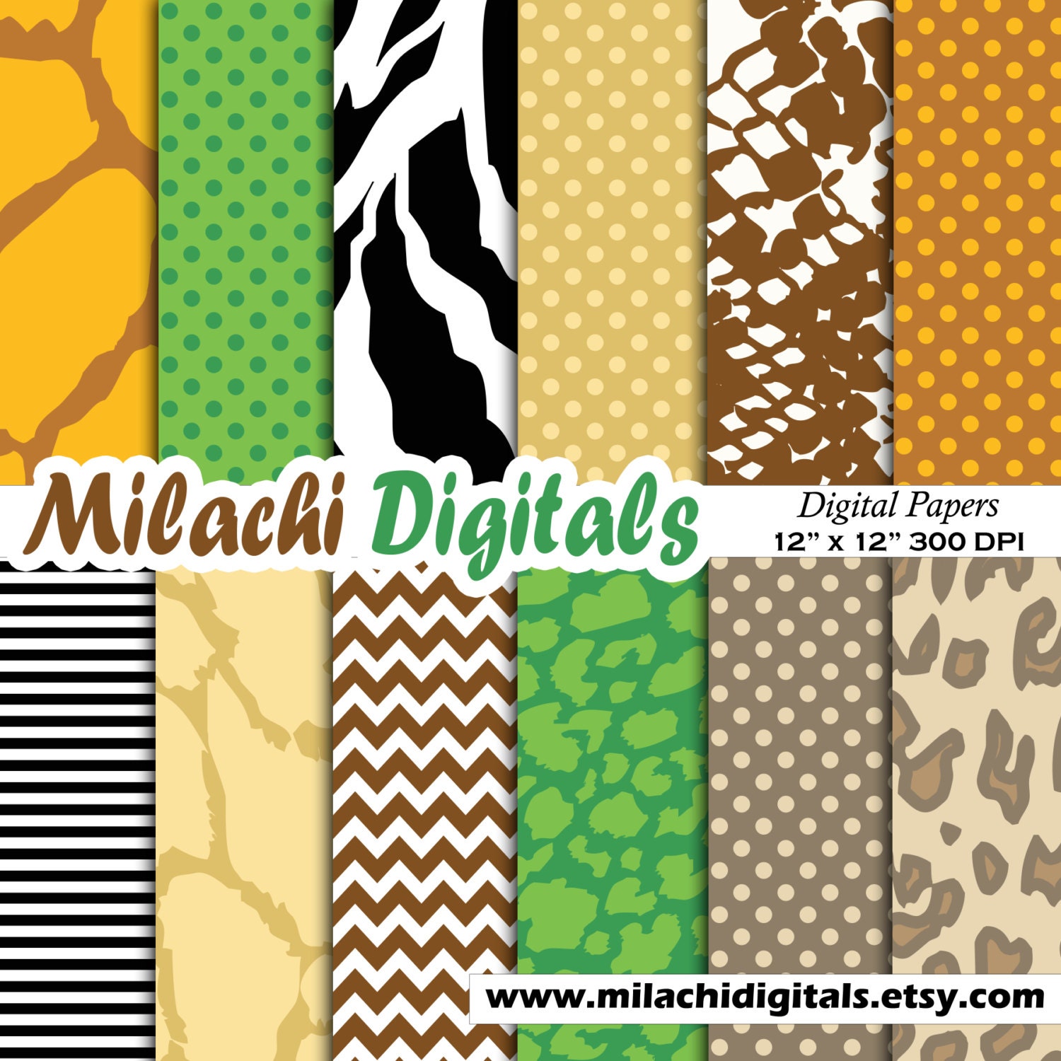 Safari digital paper animal print scrapbook papers | Etsy