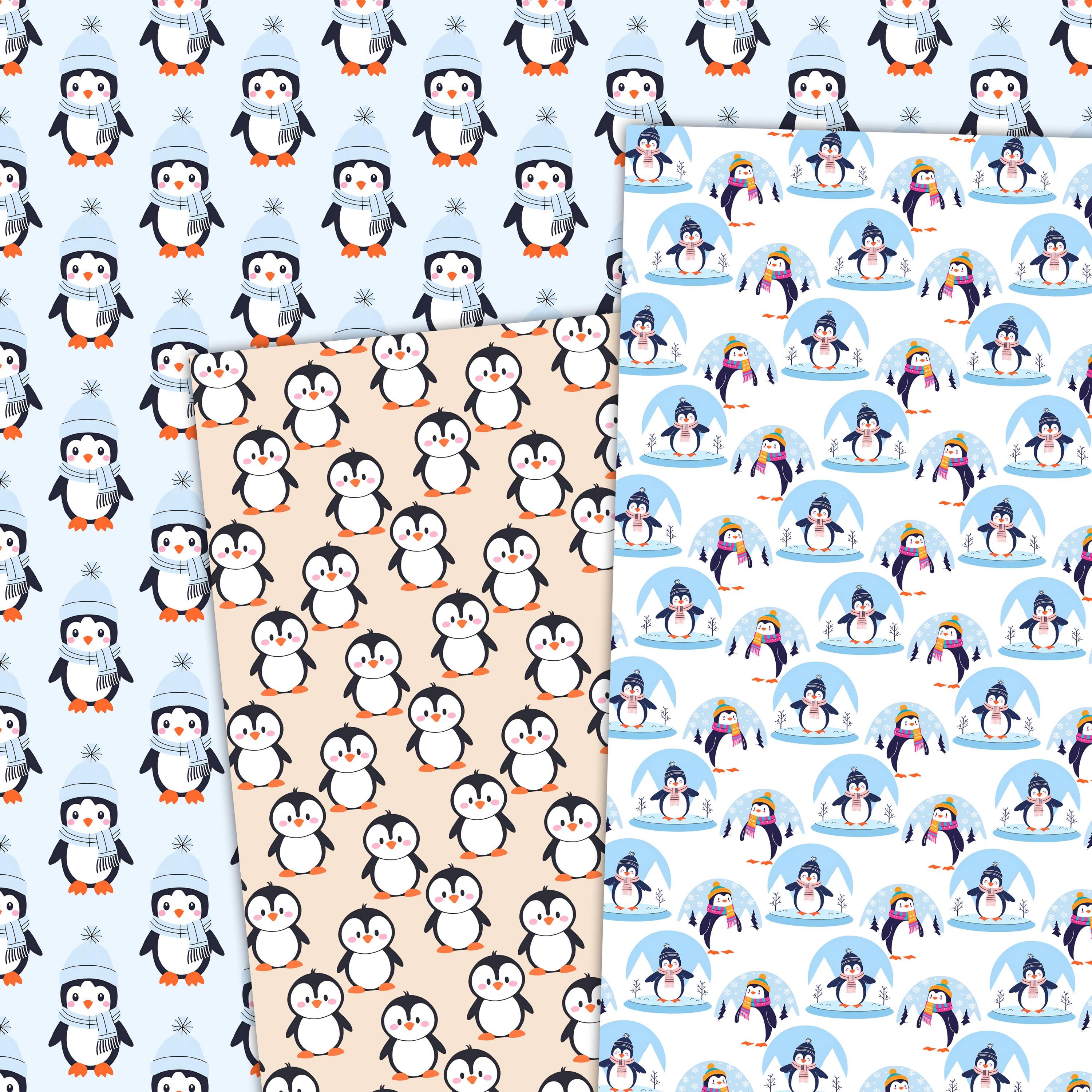 Holiday Penguin Digital Paper, Seamless 12"x12" Scrapbook Paper ...