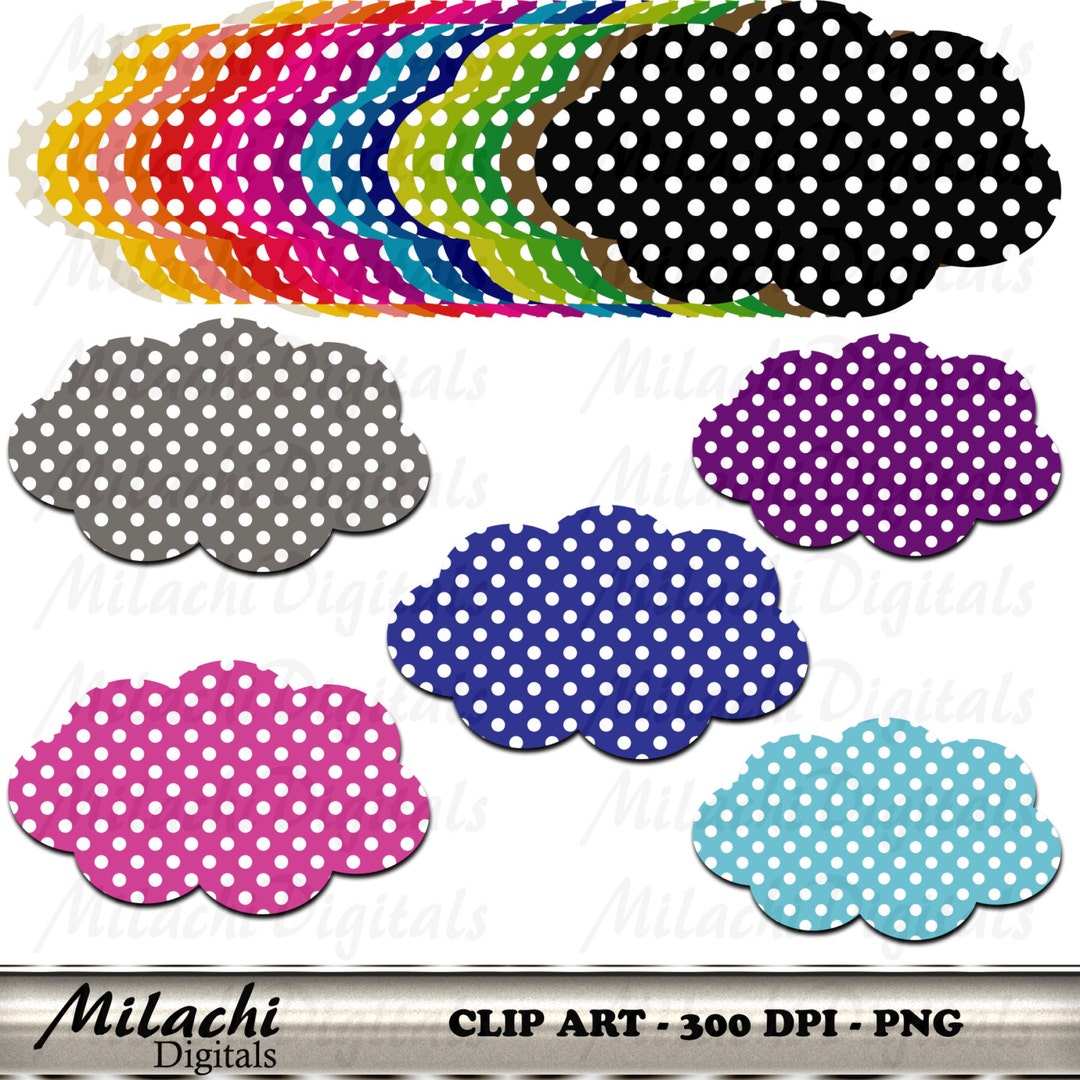 Polka Dot Clouds Digital Clip Art - Commercial Use - Instant Download ...