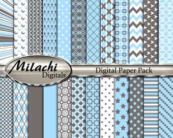 Purple Gray Digital Paper Pack Scrapbook Papers Commercial | Etsy