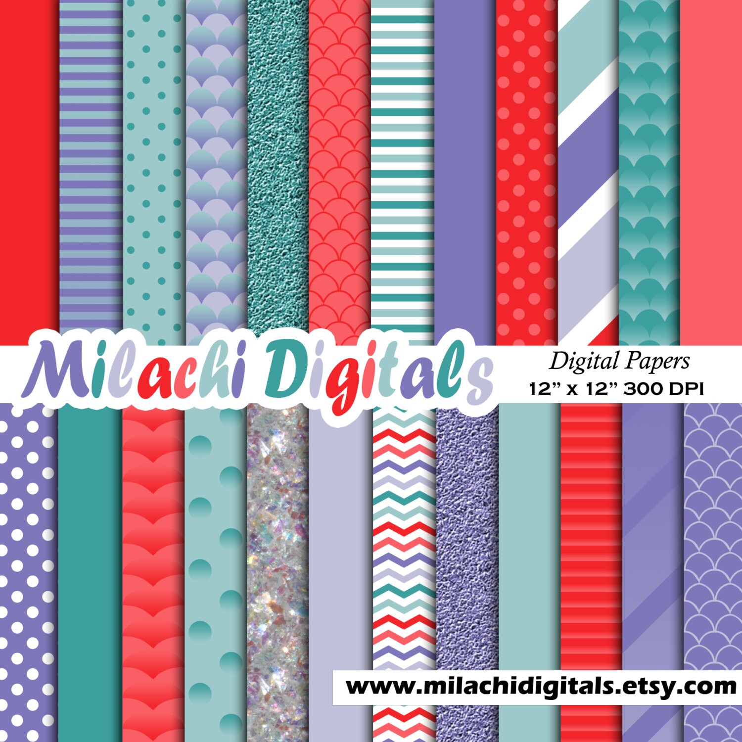 Mermaid Digital Paper Background Under the Sea Scrapbook - Etsy