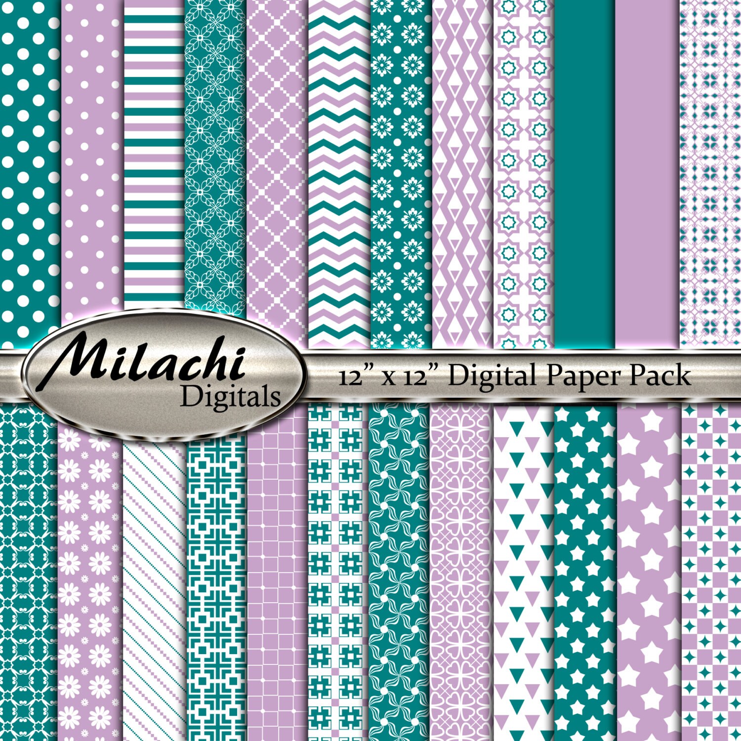 Lilac and Teal Digital Paper Pack 12 X 12 - Etsy