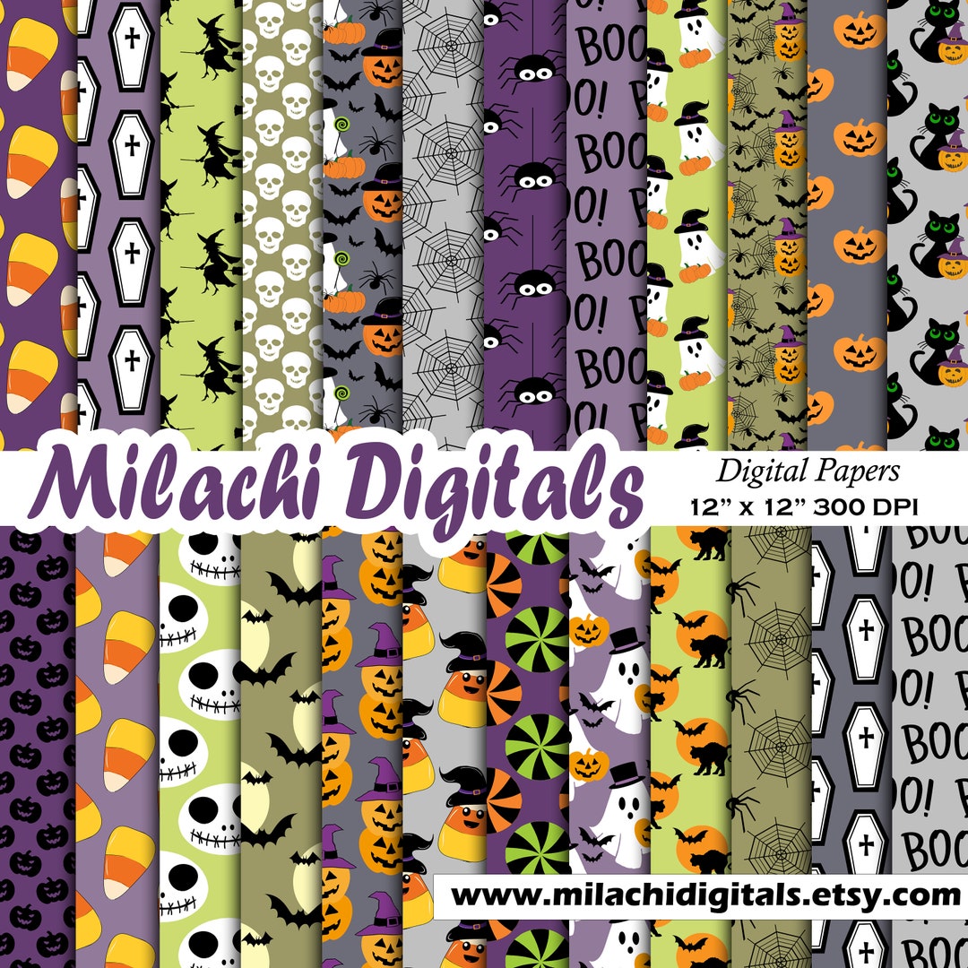 Halloween Digital Paper, Trick or Treat Scrapbook Papers, Seamless ...