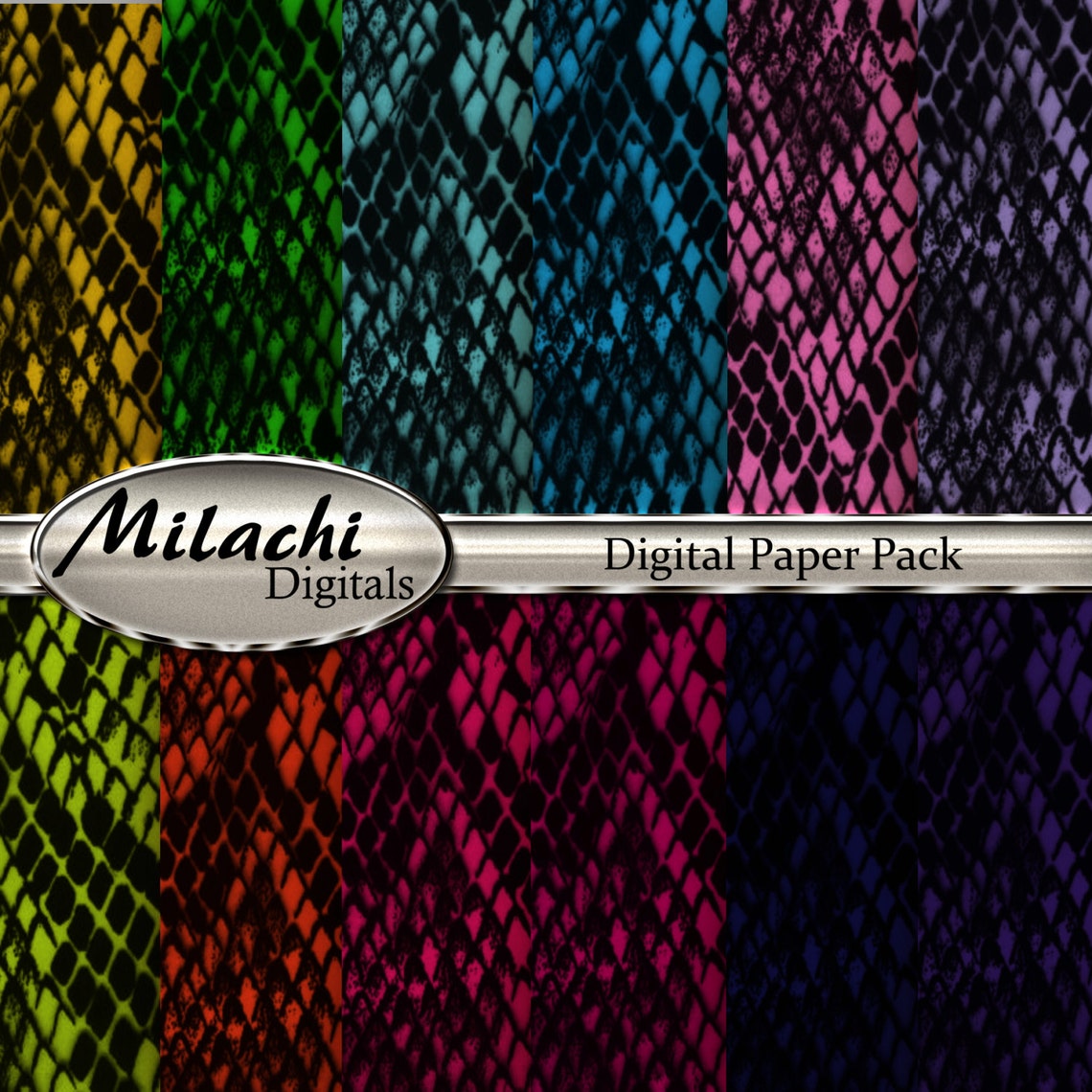 Snake Print Digital Paper Pack Commercial Use Instant | Etsy