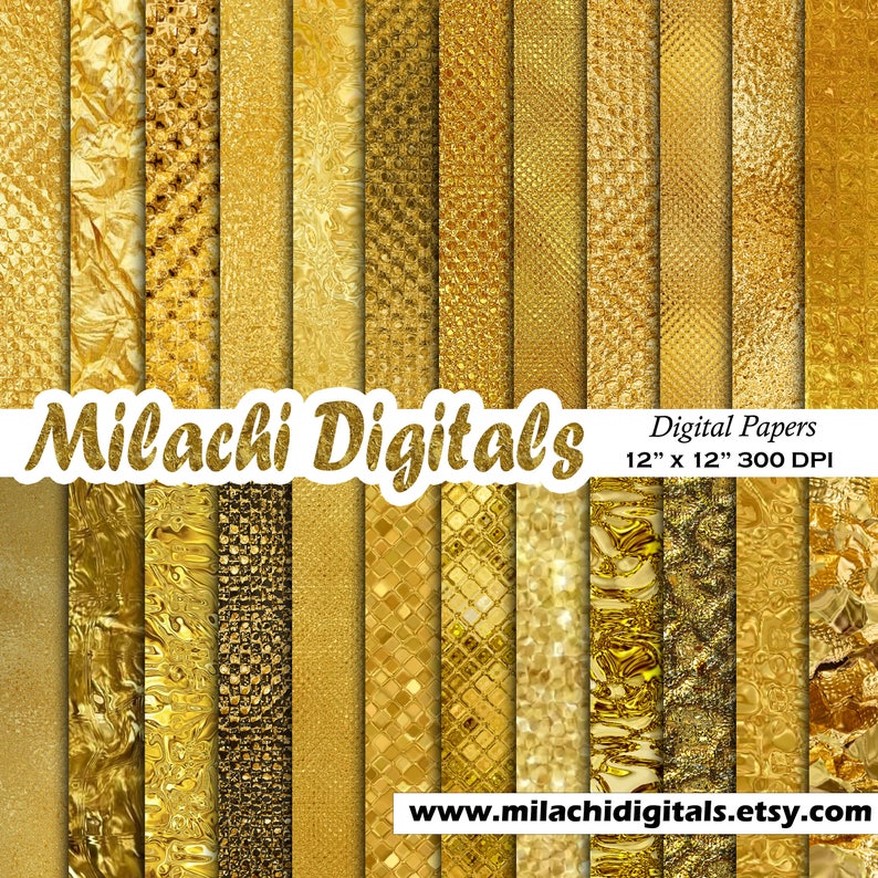 Gold Digital Paper Gold Scrapbook Paper Gold Patterns Gold - Etsy