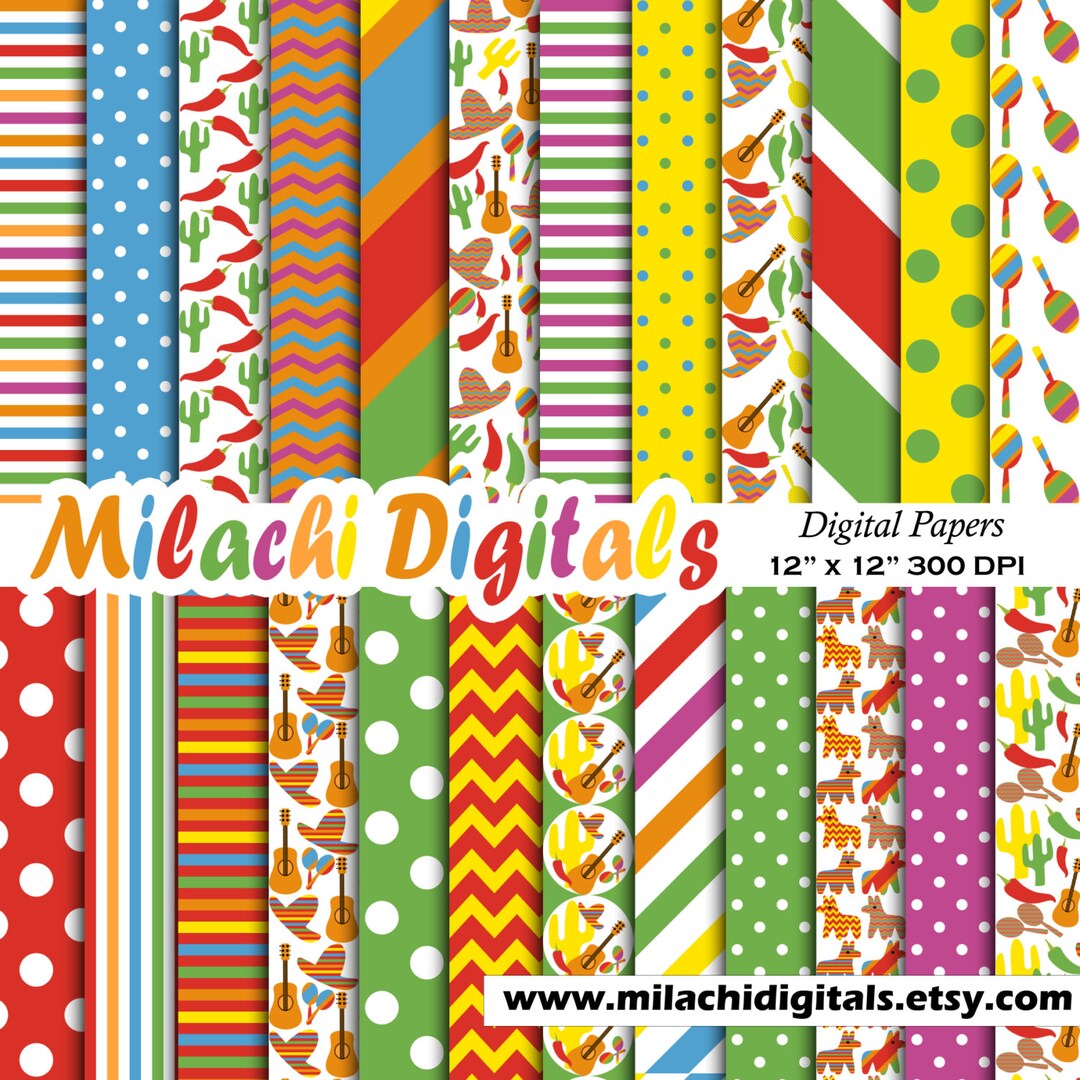 Cinco De Mayo Digital Paper, Fiesta Scrapbook Papers, Mexican Wallpaper ...
