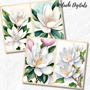 Magnolia Junk Journal Printable Pages, Floral Scrapbook Paper, Magnolia ...