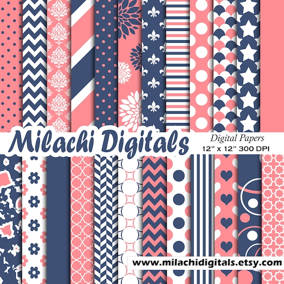 Pink And Navy Blue Chevron Wallpaper Chevron Seamless Pattern