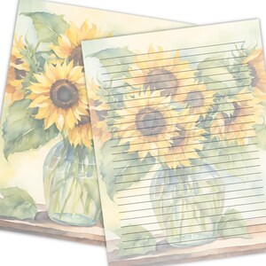 Sunflower Stationery Printable, Journal, Letter Writing, Office Notepad ...