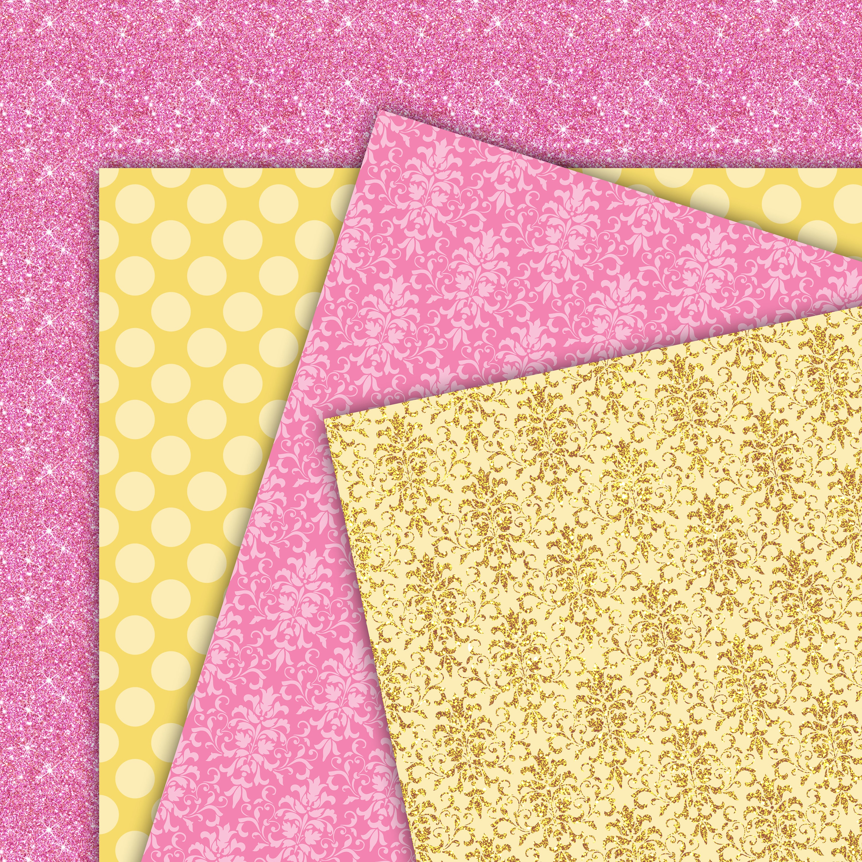 Princess Belle Digital Paper Scrapbook Papers Polka Dots Gold ...