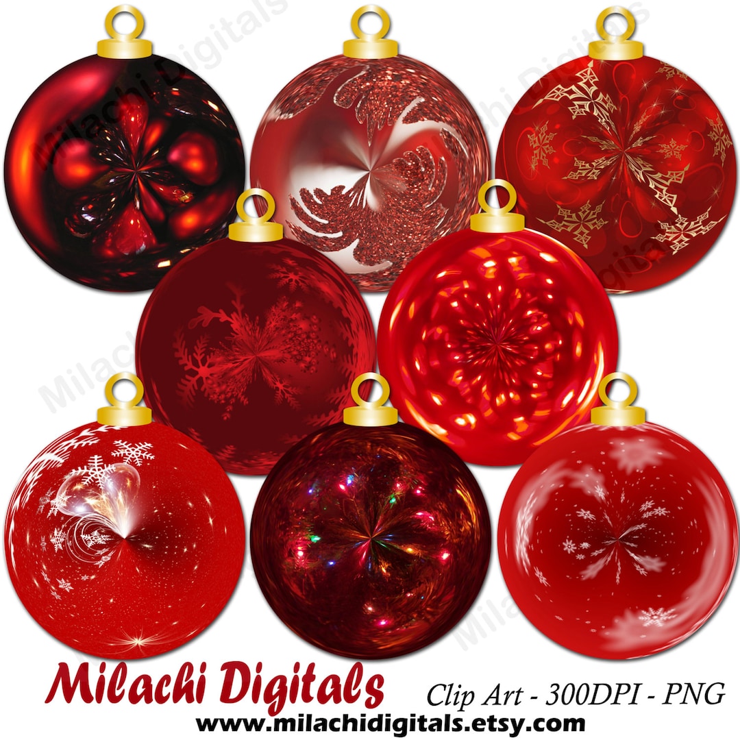 Christmas Red Ornaments Clipart, Holiday Ornaments Clipart, Ornament ...