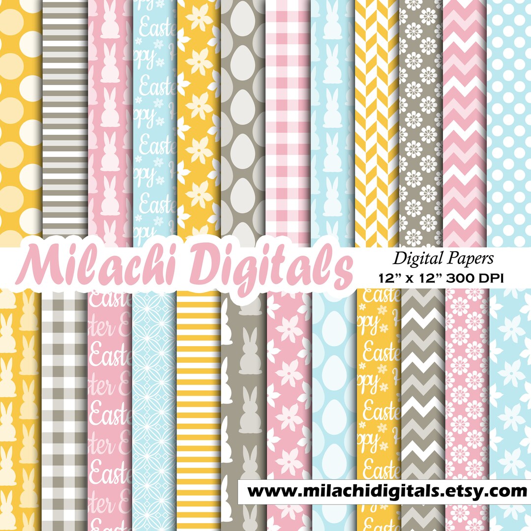 Easter Digital Paper, Easter Bunny Scrapbook Papers, Seamless ...