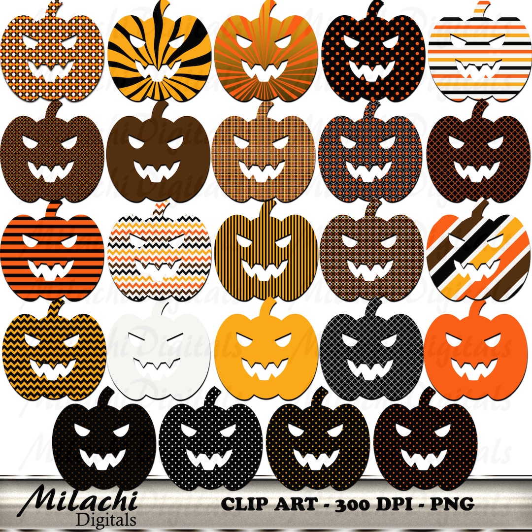 Halloween Jack O'lantern Digital Clip Art - Commercial Use - Instant ...