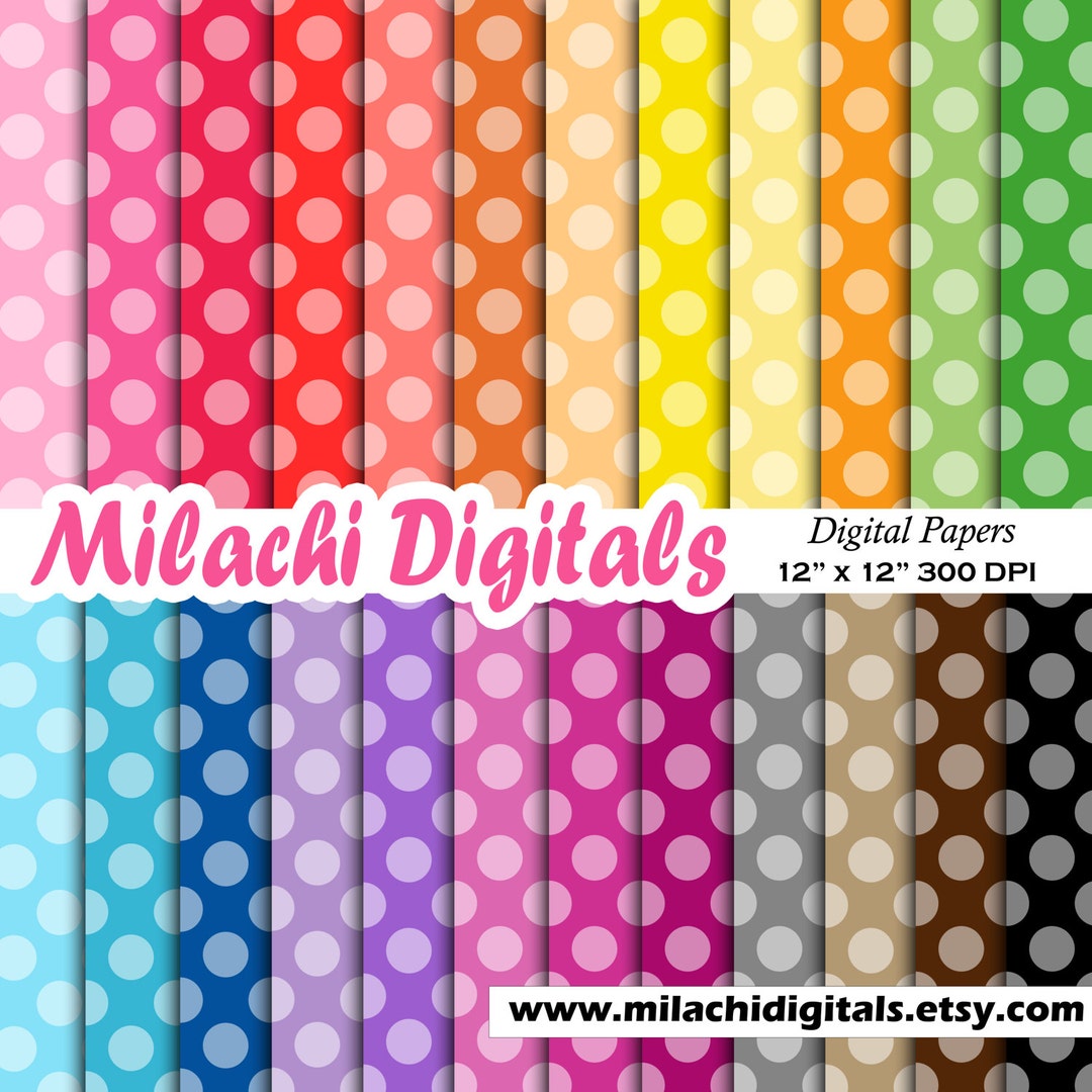 Polka Dot Digital Paper, Scrapbook Papers, Wallpaper, Background ...