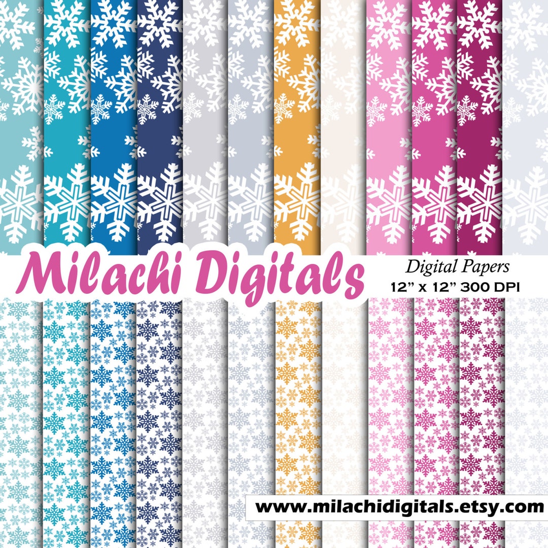 Snowflakes Digital Paper, Frozen Scrapbook Papers, Winter Wallpaper ...