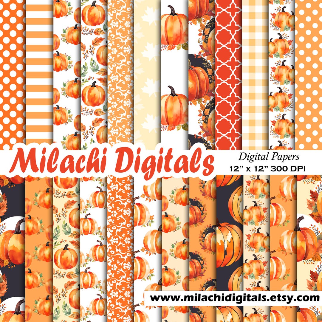 Thanksgiving Digital Paper, Seamless Pattern, 12"x12" Scrapbook Paper ...