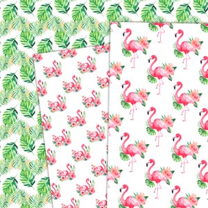 Flamingo Digital Paper, Seamless Pattern, 12"x12" Scrapbook Paper, Junk ...