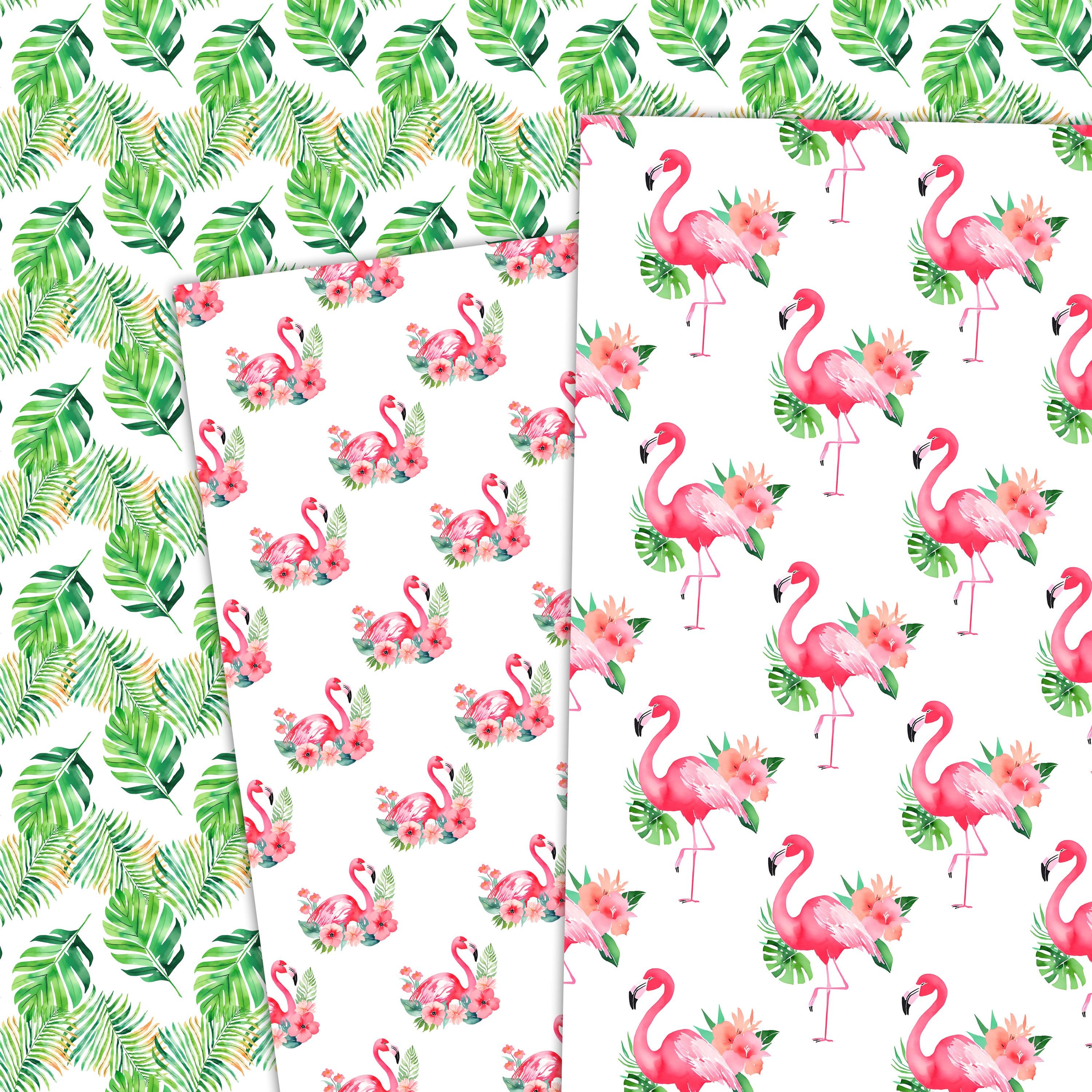 Flamingo Digital Paper, Seamless Pattern, 12"x12" Scrapbook Paper, Junk ...