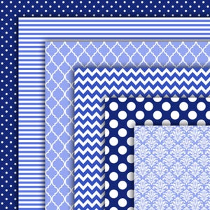 Blue Digital Paper, Scrapbook Papers, Background, Polka Dots, Stripes ...