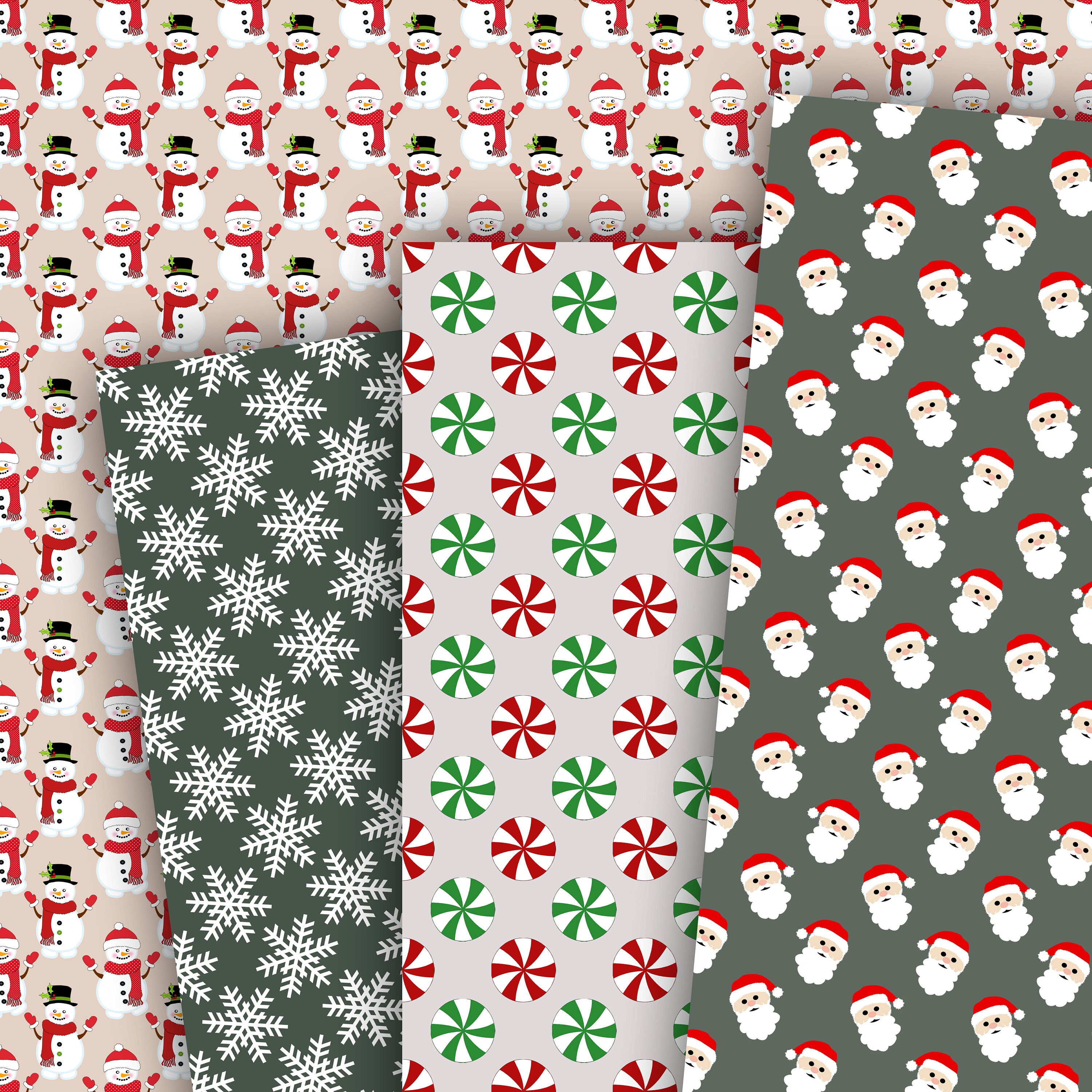 Christmas Digital Paper, Seamless Patterns, Holiday Scrapbook Papers ...