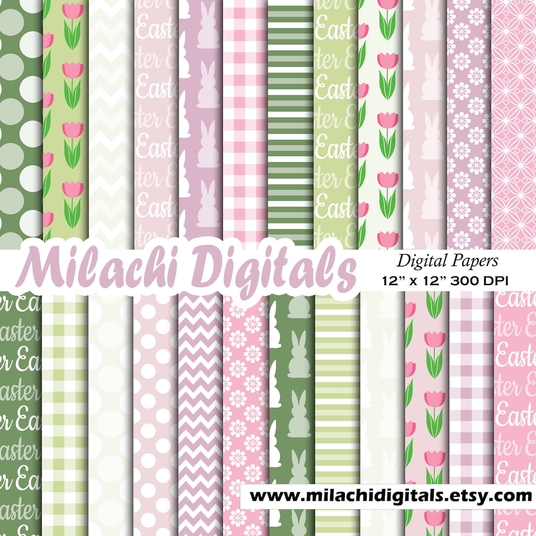 Easter Digital Paper, Easter Bunny Scrapbook Papers, Seamless ...