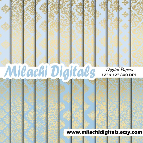 Blue and Gray Digital Paper Scrapbook Papers Wallpaper - Etsy