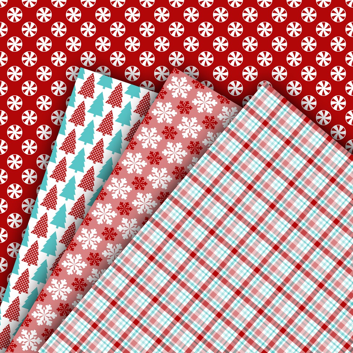 Christmas Digital Paper Holiday Scrapbook Papers Snowflake - Etsy