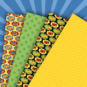 Superhero Digital Paper, Comic Book Scrapbook Papers, Polka Dots ...