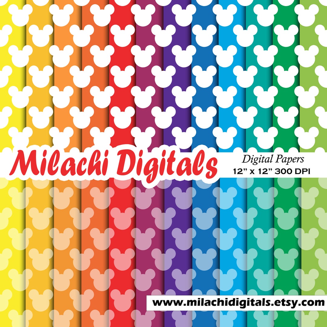 Mickey Mouse Digital Paper Minnie Scrapbook Paper Pattern Mickey ...