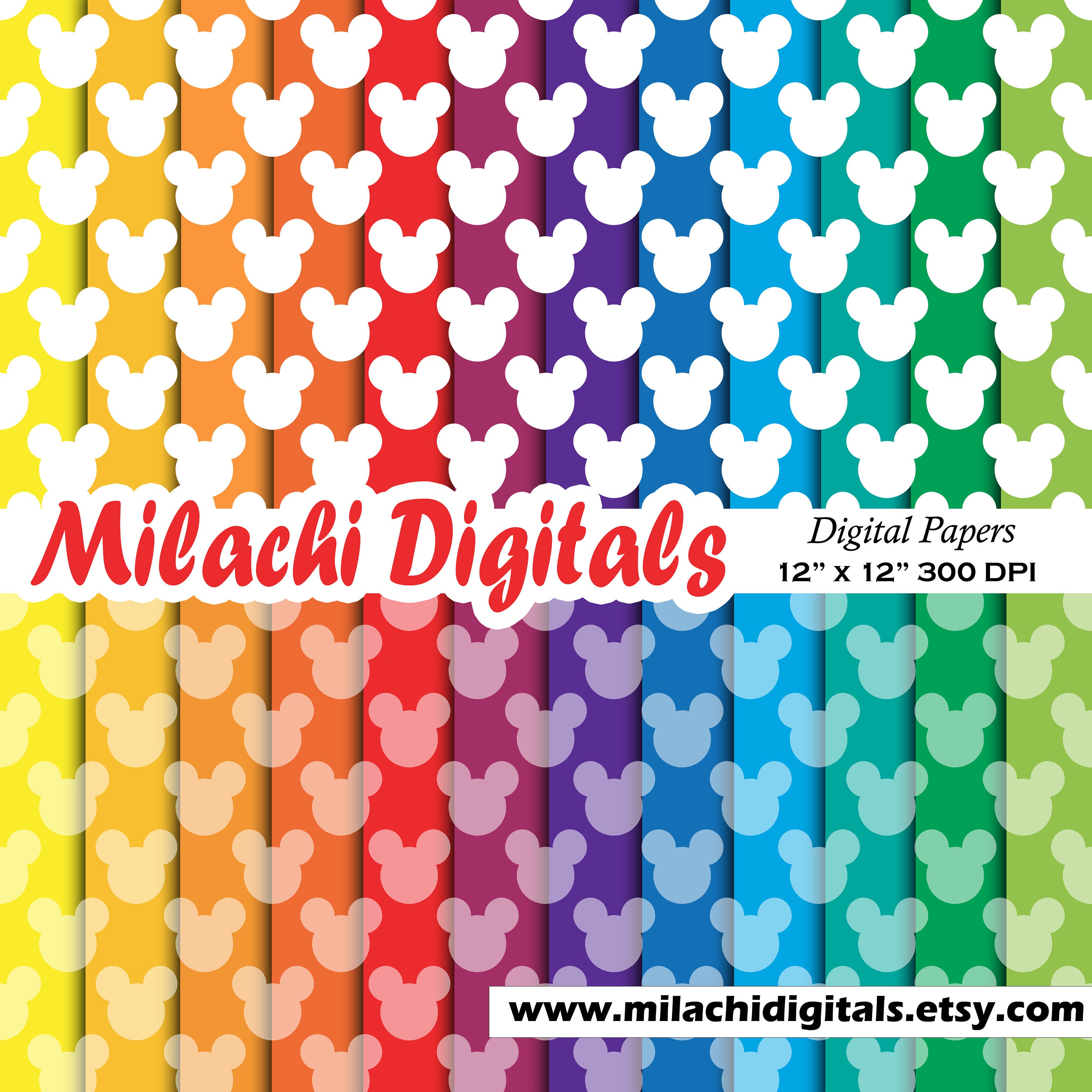 Mickey Mouse Digital Paper Minnie Scrapbook Paper Pattern - Etsy