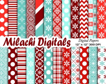 Christmas Digital Paper Holiday Scrapbook Papers Snowflake - Etsy