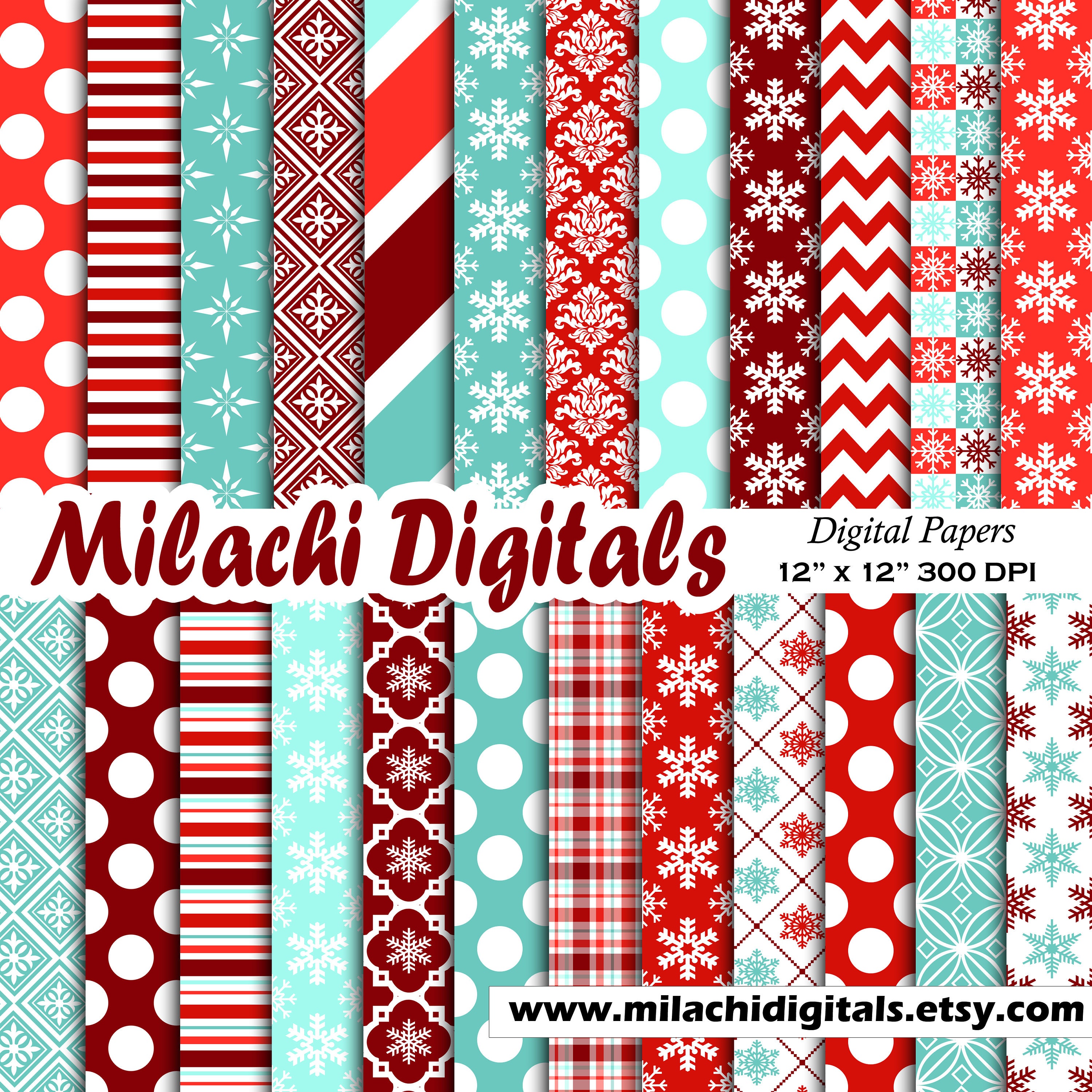 Winter Digital Paper, Christmas Scrapbook Papers, Snowflake Wallpaper ...