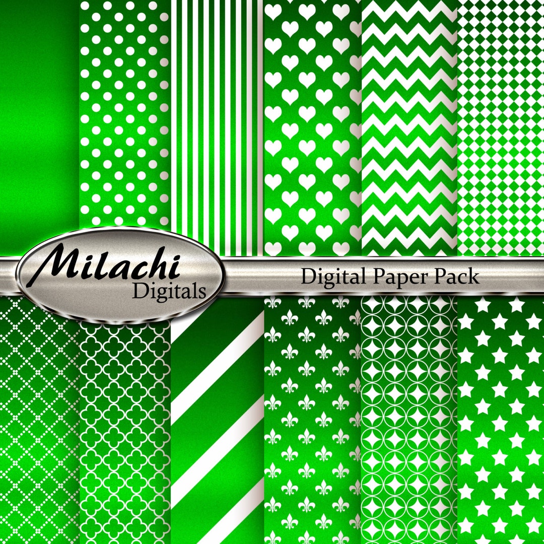 Metallic Green Digital Paper Pack - Commercial Use - Instant Download ...