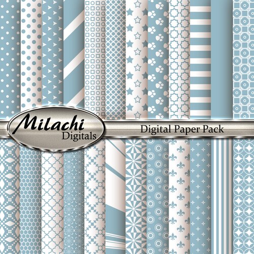 Baby Blue Digital Paper Pack Scrapbook Papers Commercial Use - Etsy