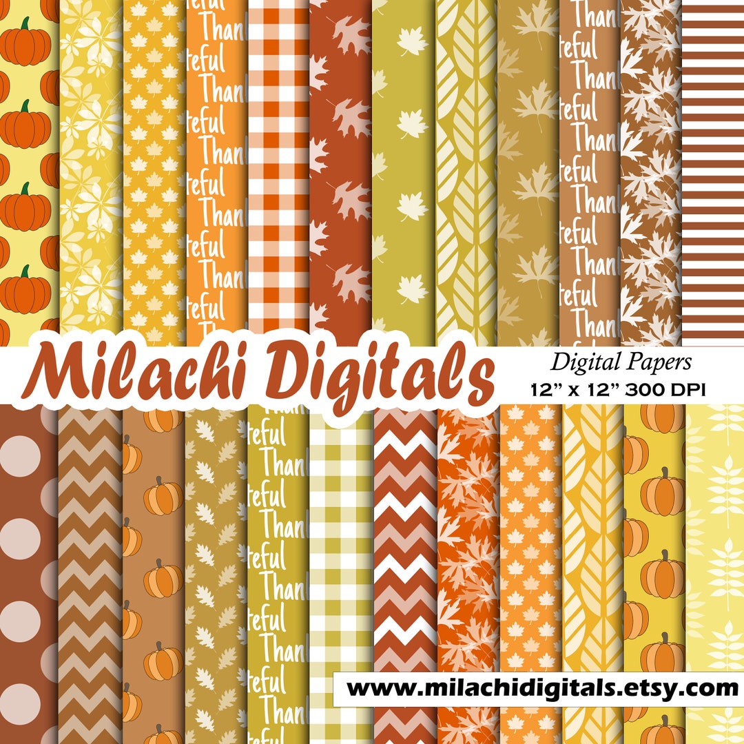 Fall Digital Paper Seamless Patterns Thanksgiving Scrapbook Papers ...