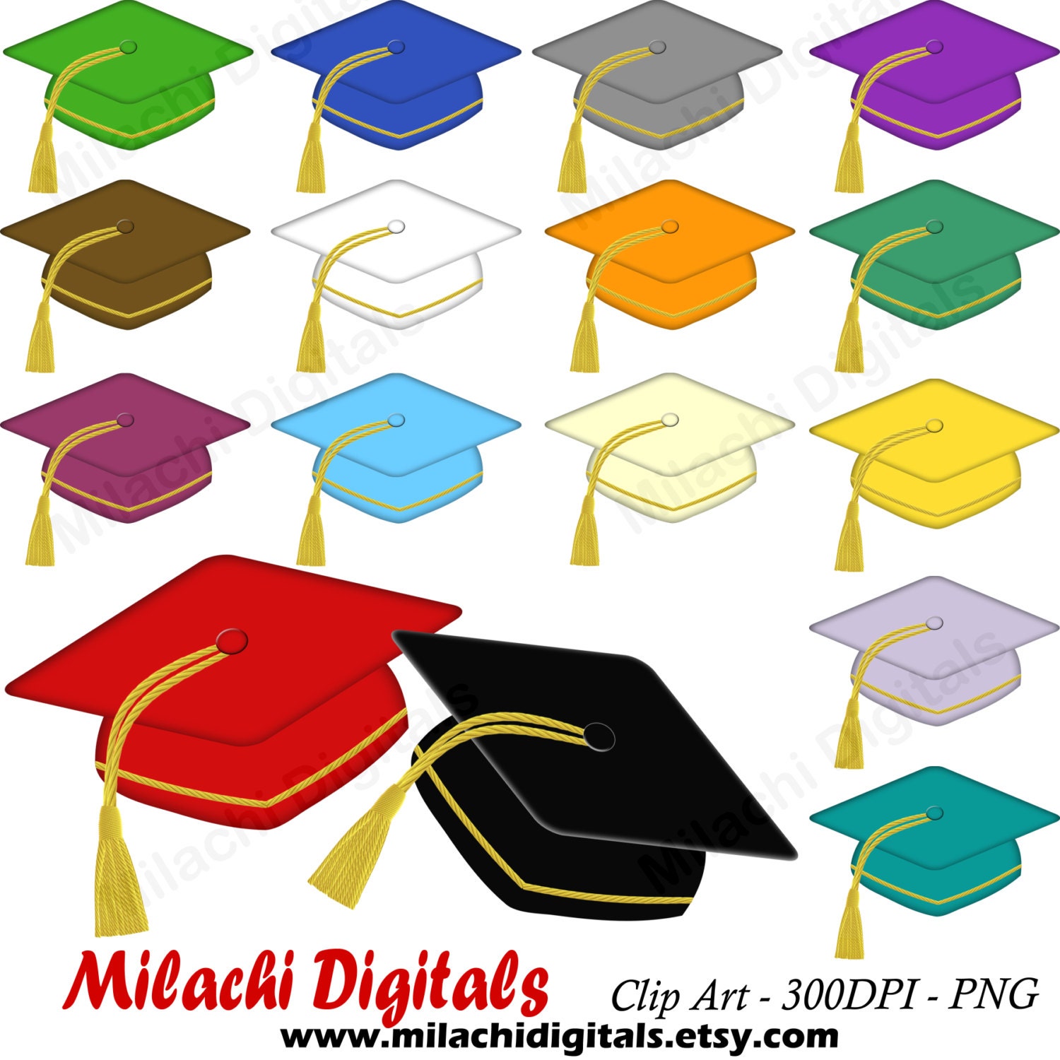 Graduation Cap Clipart Graduation Clipart Vector Graphics | Etsy