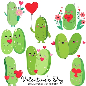 Valentine's Day Pickle Clipart, 8 Cute PNG Designs for Crafts, Funny ...