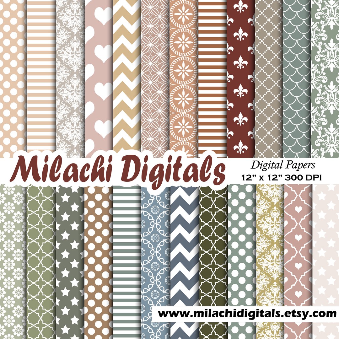Earth Tones Digital Paper, Scrapbook Paper, Seamless Backgrounds ...