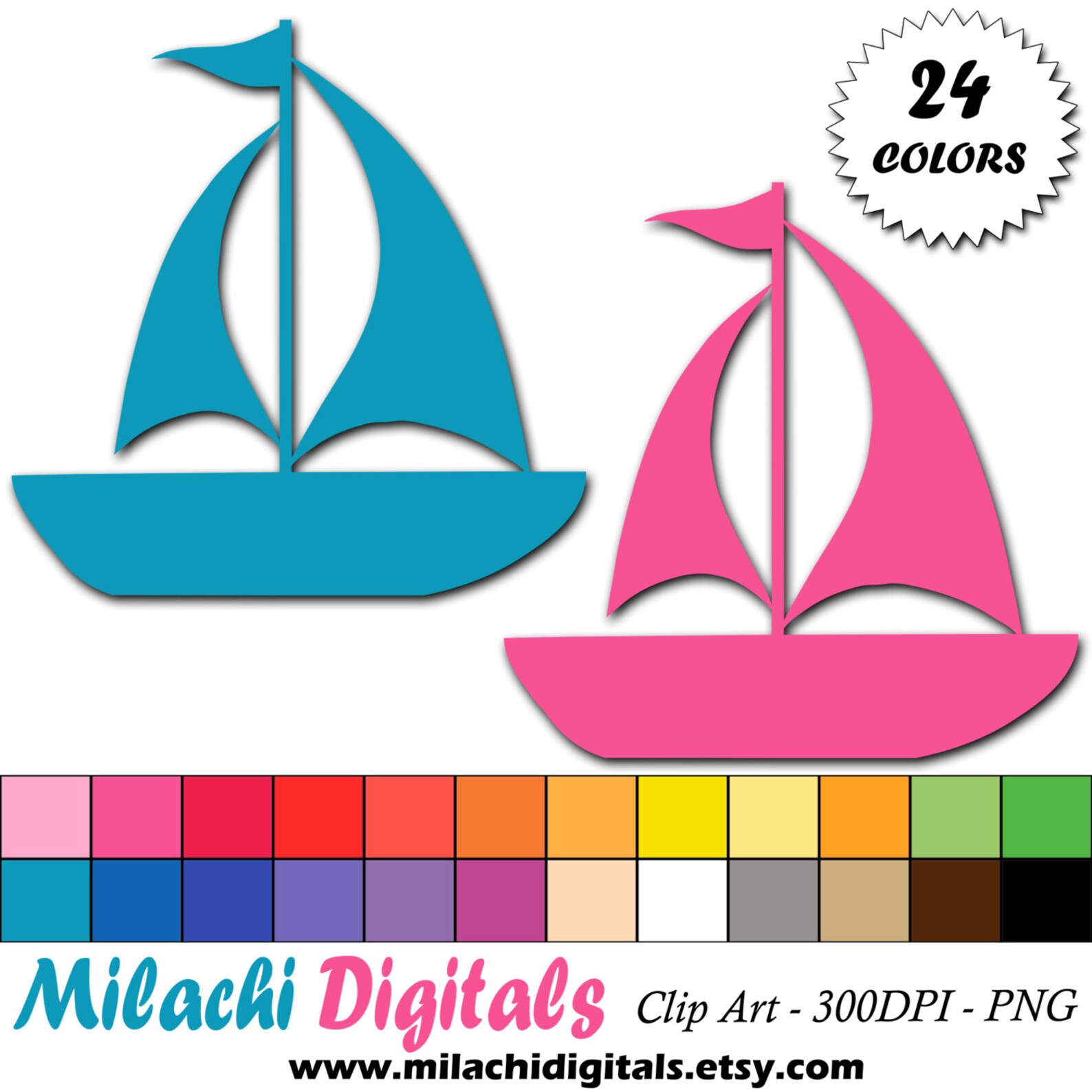Boat Clipart, Nautical Clipart, Sail Away Clipart, Ship, Sail, Sea ...