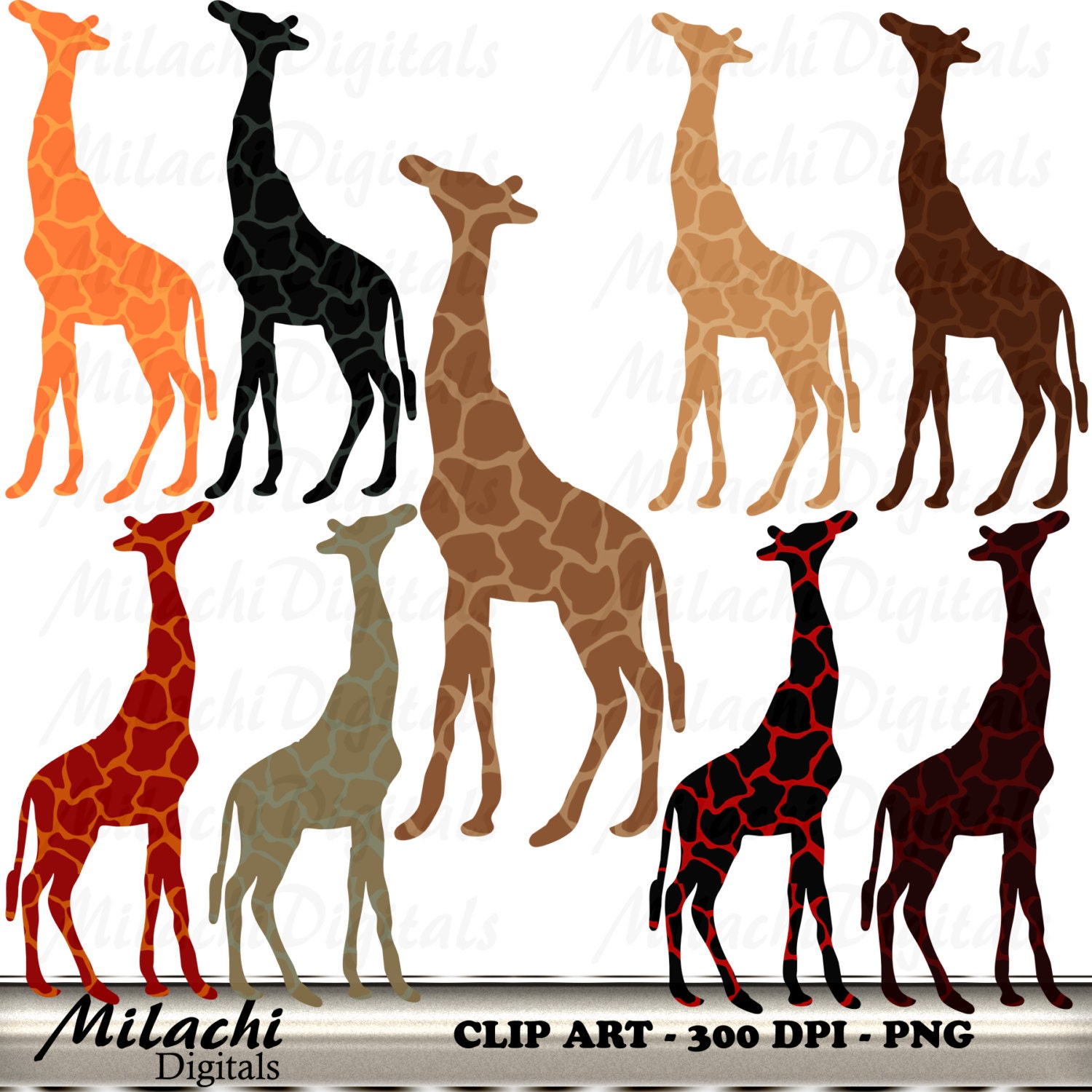 Giraffe Digital Clip Art Commercial Use Instant Download - Etsy