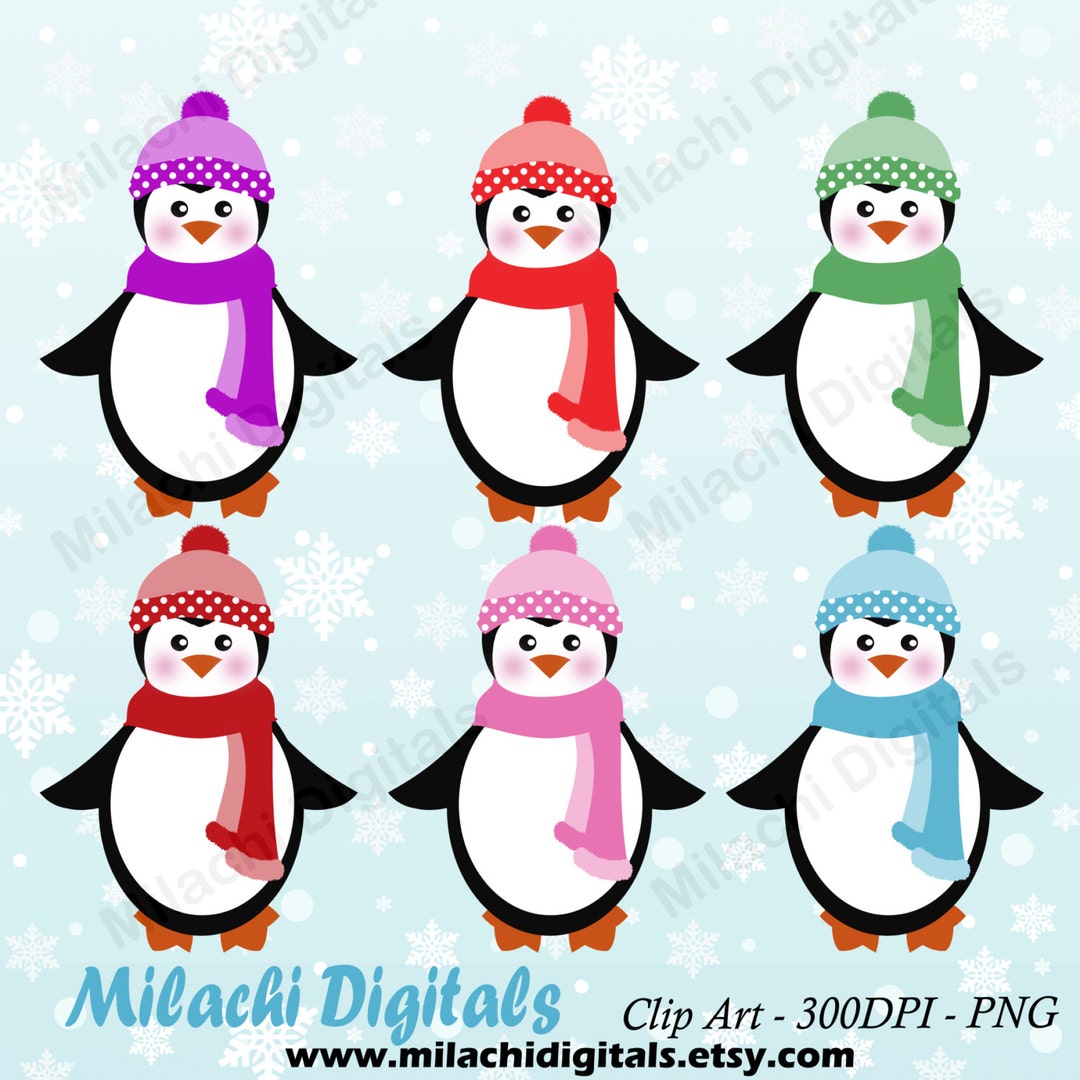 Penguin Clipart, Holiday Clipart, Winter Penguins Digital Clip Art ...